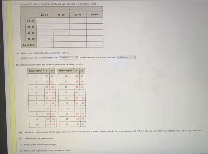 Solved The folowing observations are for two quantitative | Chegg.com