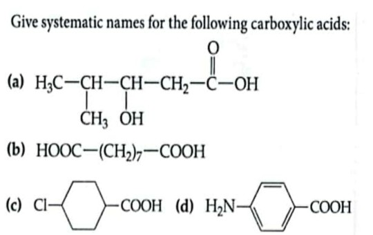 Solved Give systematic names for the following carboxylic | Chegg.com
