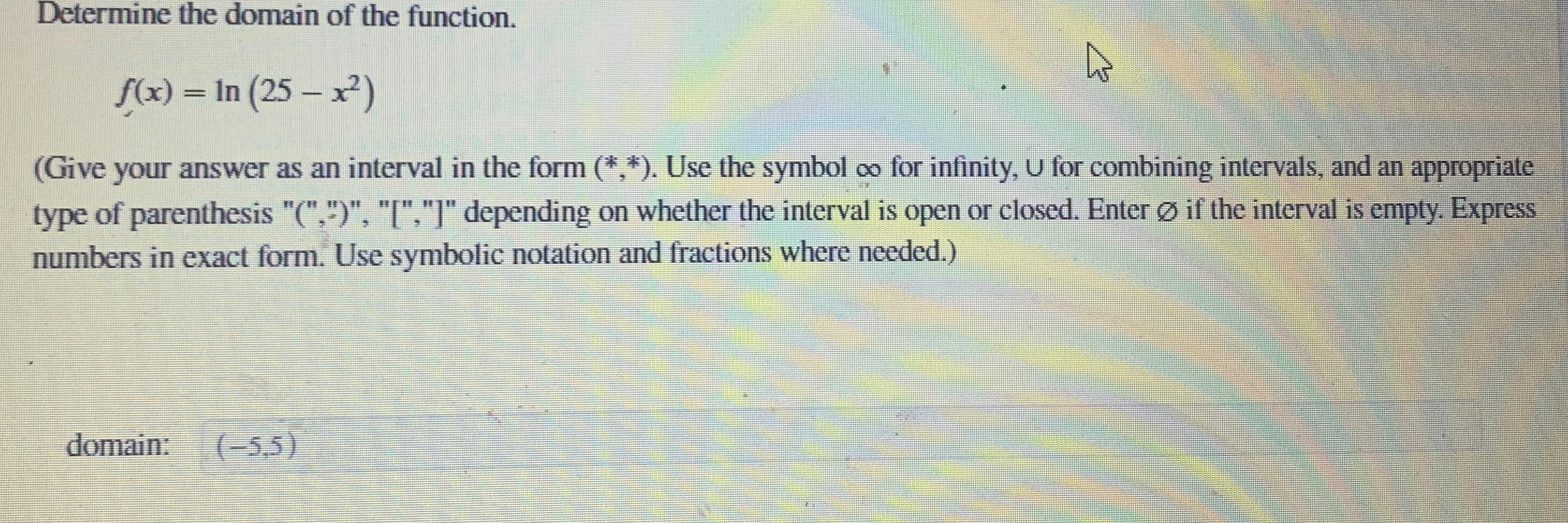 Solved Determine the domain of the | Chegg.com