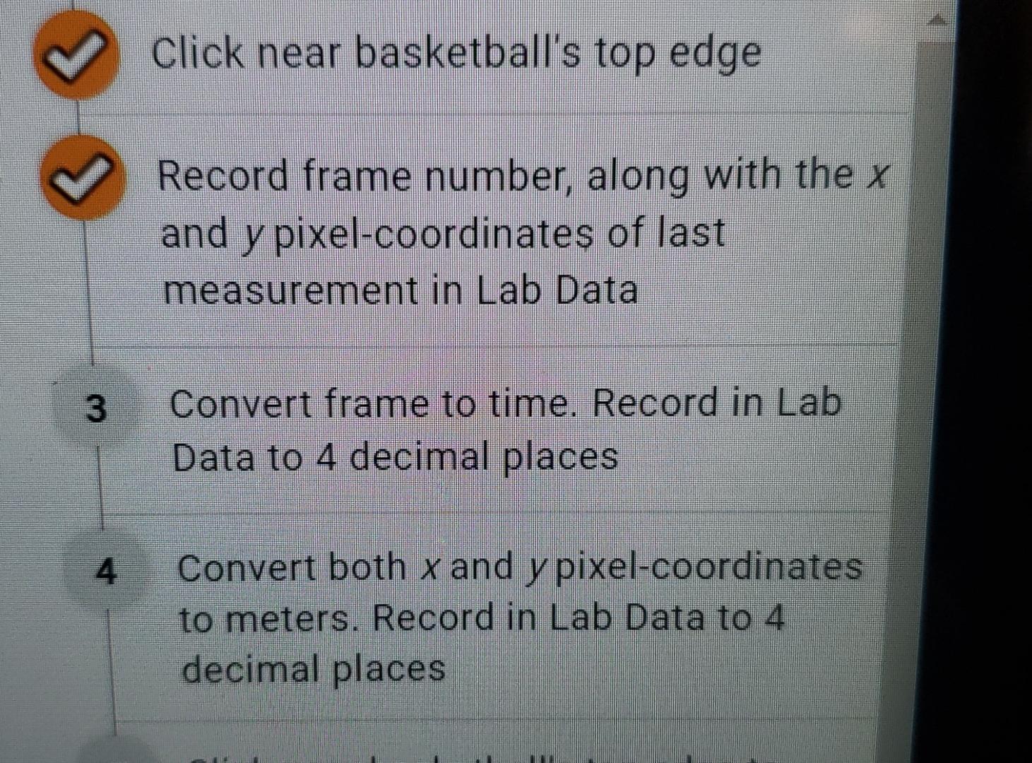 Solved Click near basketball's top edgeRecord frame number, | Chegg.com