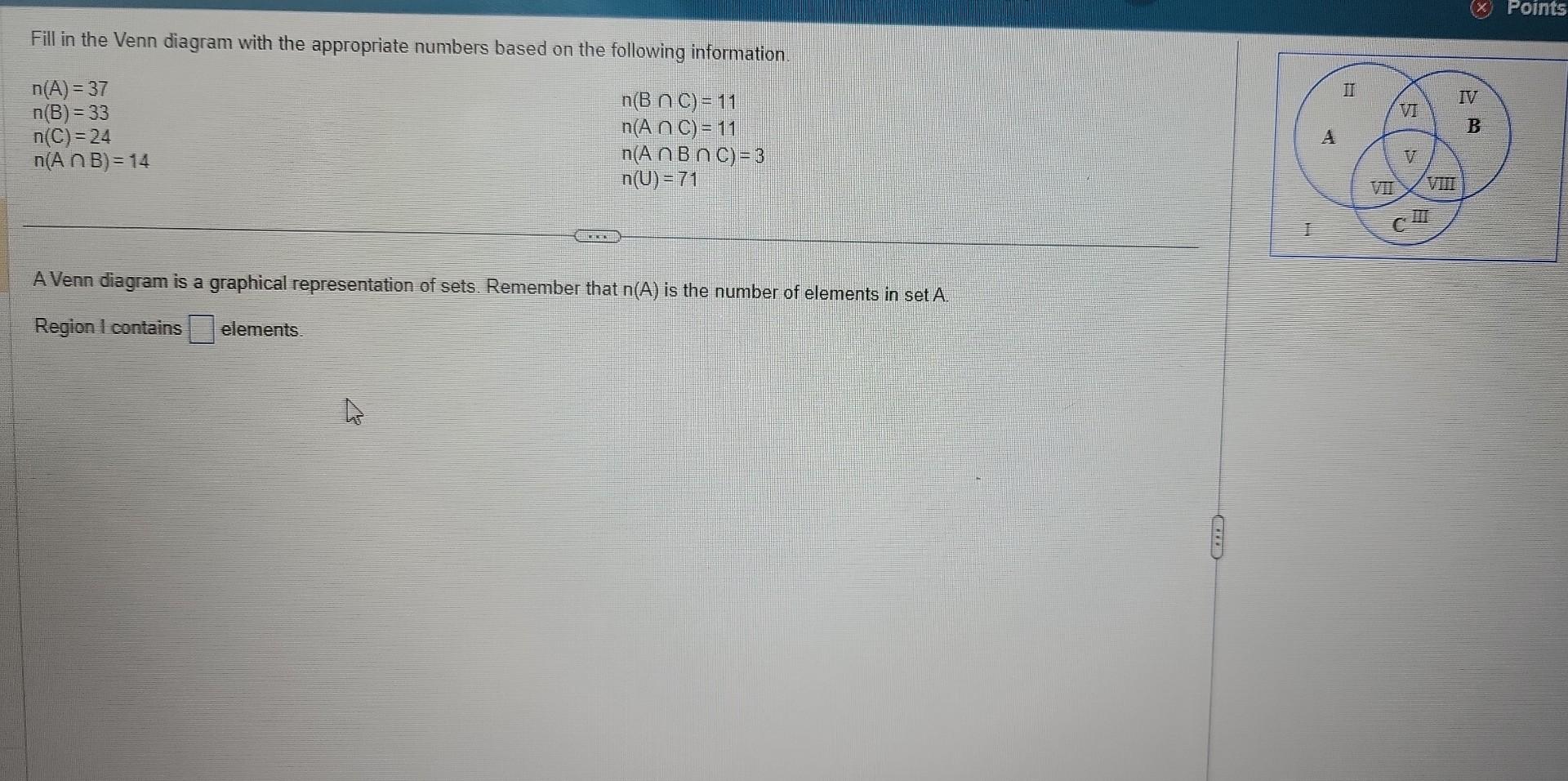 Solved Fill in the Venn diagram with the appropriate numbers | Chegg.com