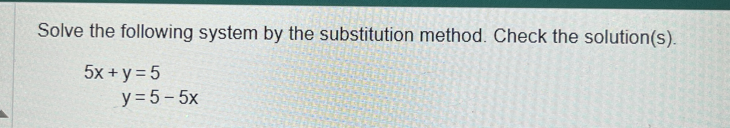 Solved Solve the following system by the substitution | Chegg.com