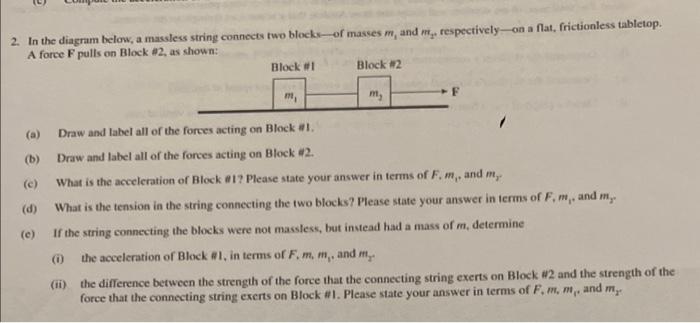 Solved 2. In the diagram below, a massless string connects | Chegg.com