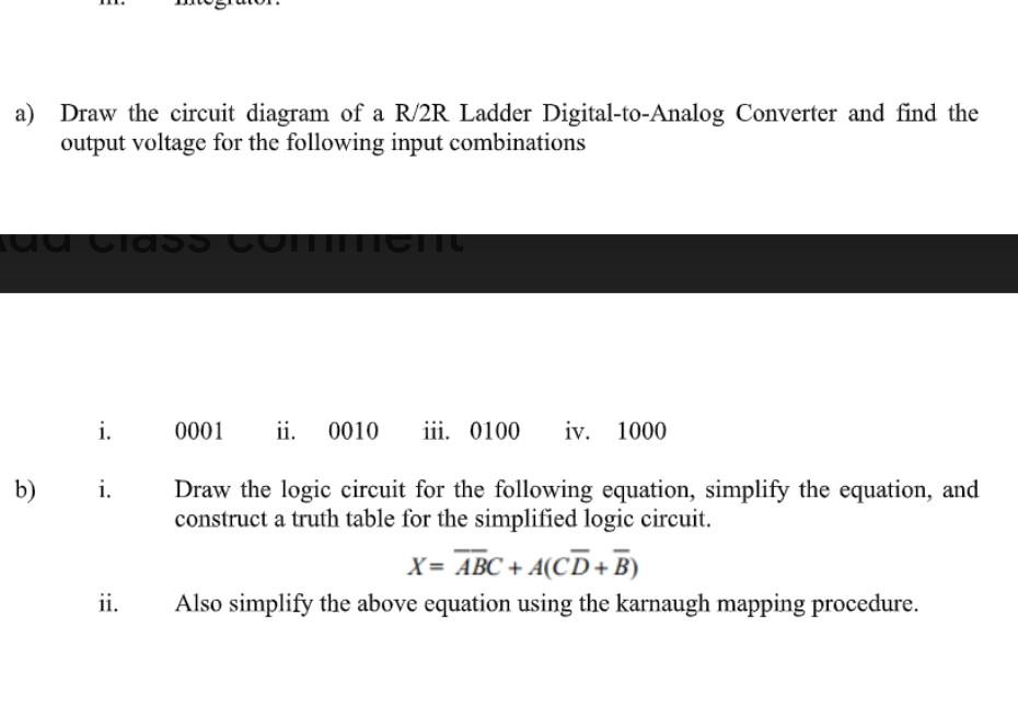 Solved a) Draw the circuit diagram of a R/2R Ladder | Chegg.com