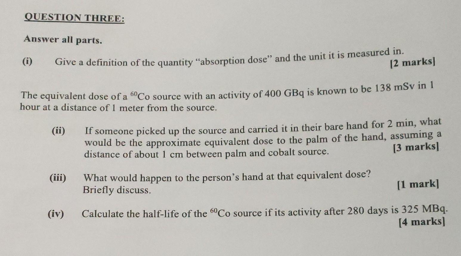 Solved QUESTION THREE: Answer all parts. (0) Give a | Chegg.com