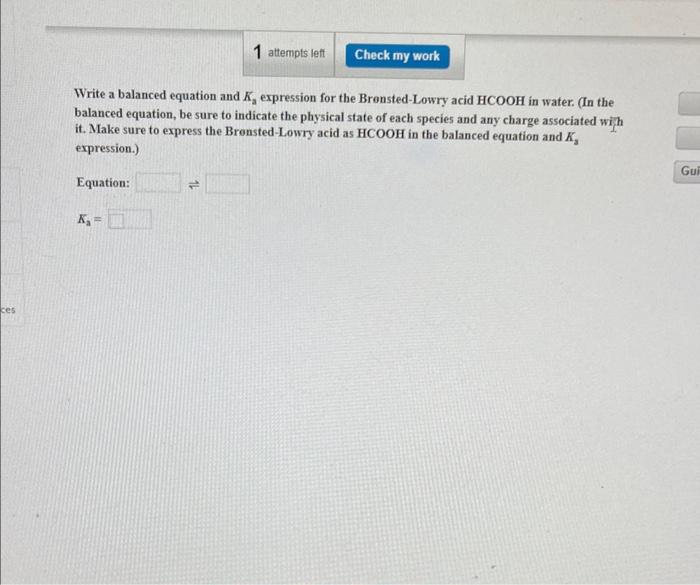Solved Write a balanced equation and Ka expression for the | Chegg.com