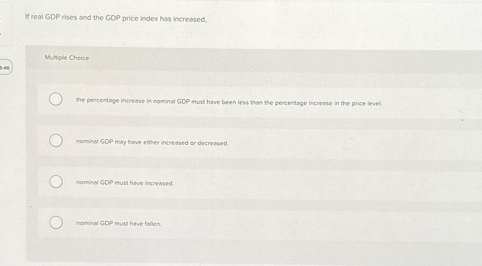 Solved If real GDP rises and the GDP price index has | Chegg.com