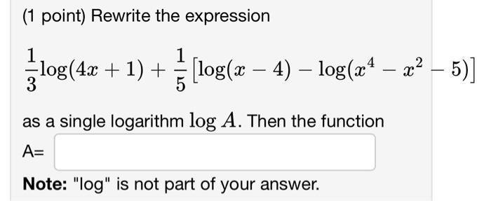 Solved (1 point) Rewrite the expression | Chegg.com