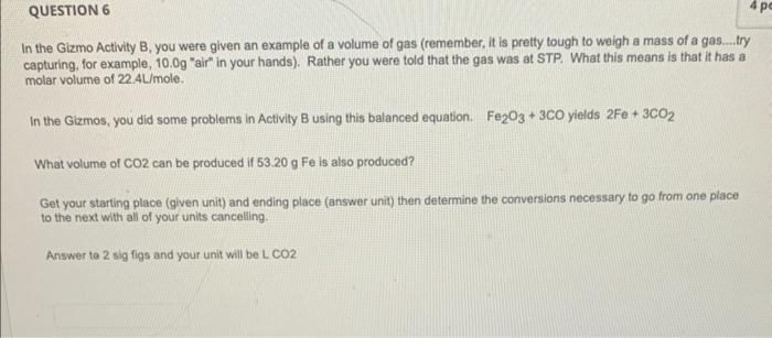 Solved In the Gizmo Activity B, you were given an example of | Chegg.com