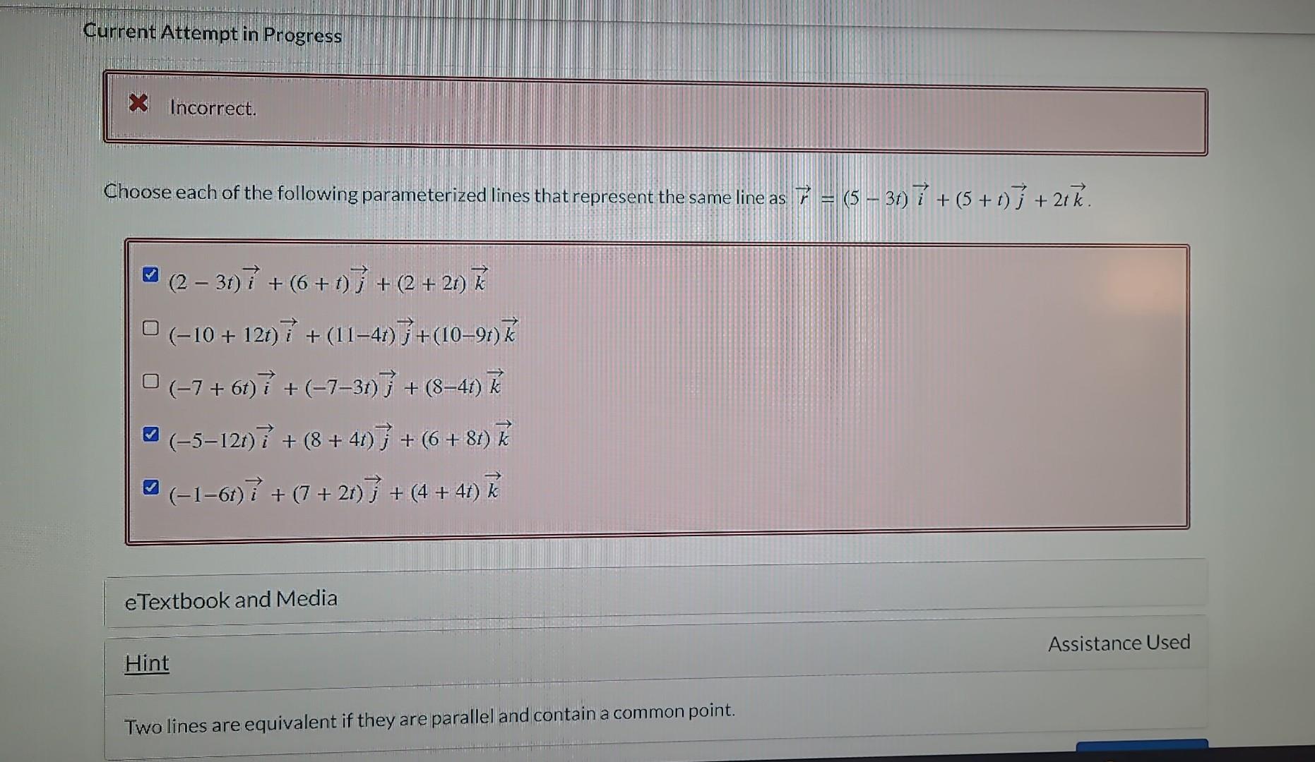 Choose each of the following parameterized lines that | Chegg.com