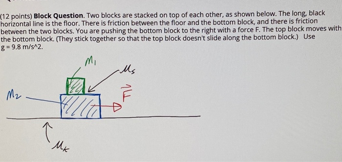 Solved (12 points) Block Question. Two blocks are stacked on | Chegg.com