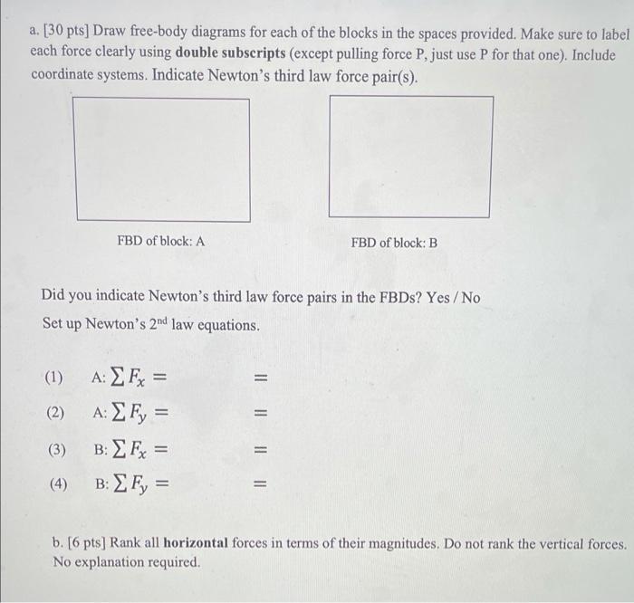 Solved Problem 1: (60 points) Explain your work. Two blocks | Chegg.com