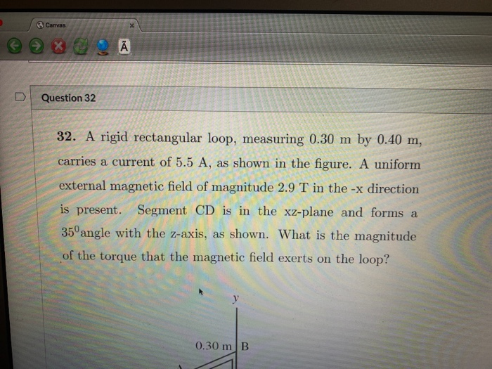 Solved a rigid rectangular loop, measuring 0.30m by 0.40m | Chegg.com