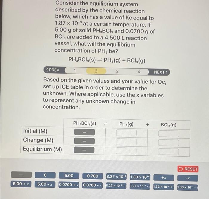 Solved Consider the equilibrium system described by the | Chegg.com
