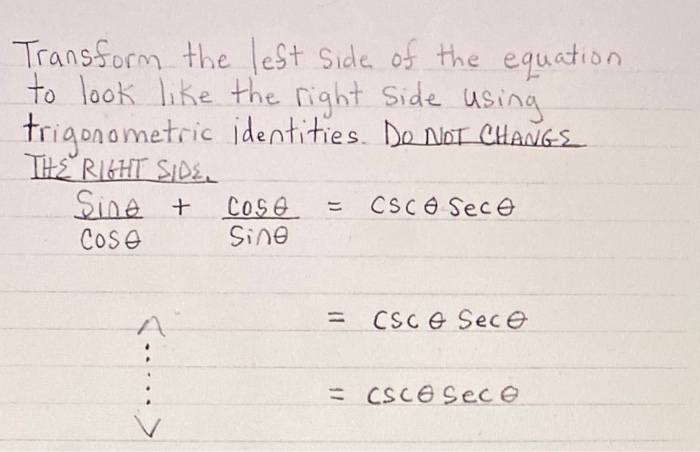 Solved Transform the left side of the equation. to look like | Chegg.com
