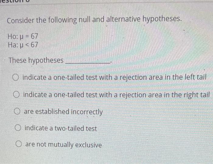 Solved Consider the following null and alternative | Chegg.com