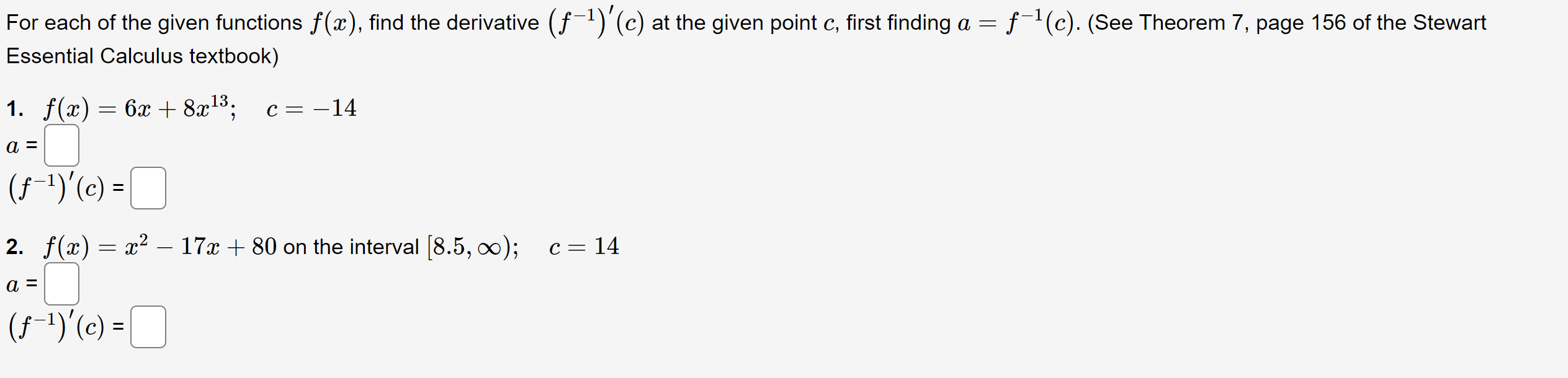 For each of the given functions f(x), ﻿find the | Chegg.com