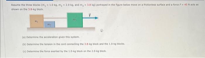 Solved Assume the three blocks (m1=1.0 kg,m2=2.0 kg, and | Chegg.com