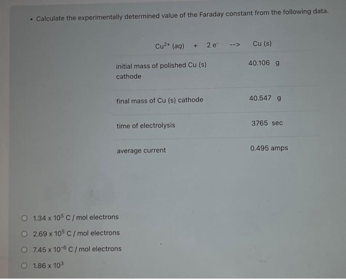 Solved - Calculate the experimentally determined value of | Chegg.com