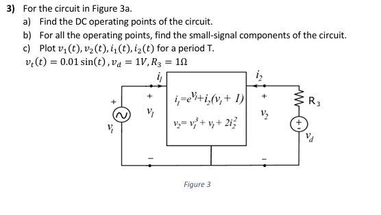 Solved For the circuit in ﻿Figure 3a.Find the DC ﻿operating | Chegg.com