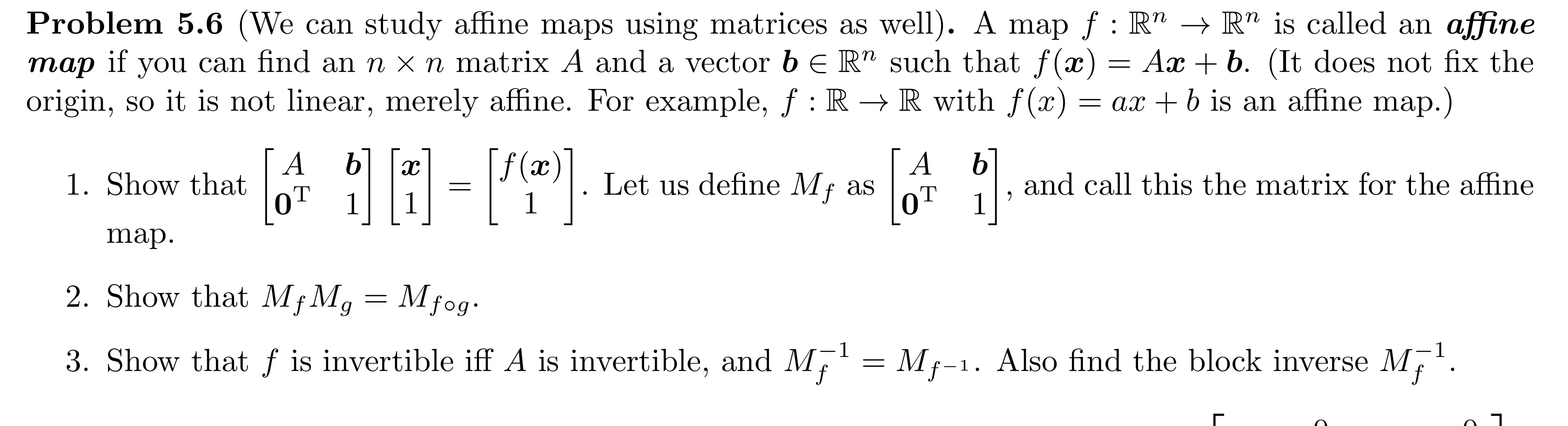 Solved Problem 5.6 (We can study affine maps using matrices | Chegg.com