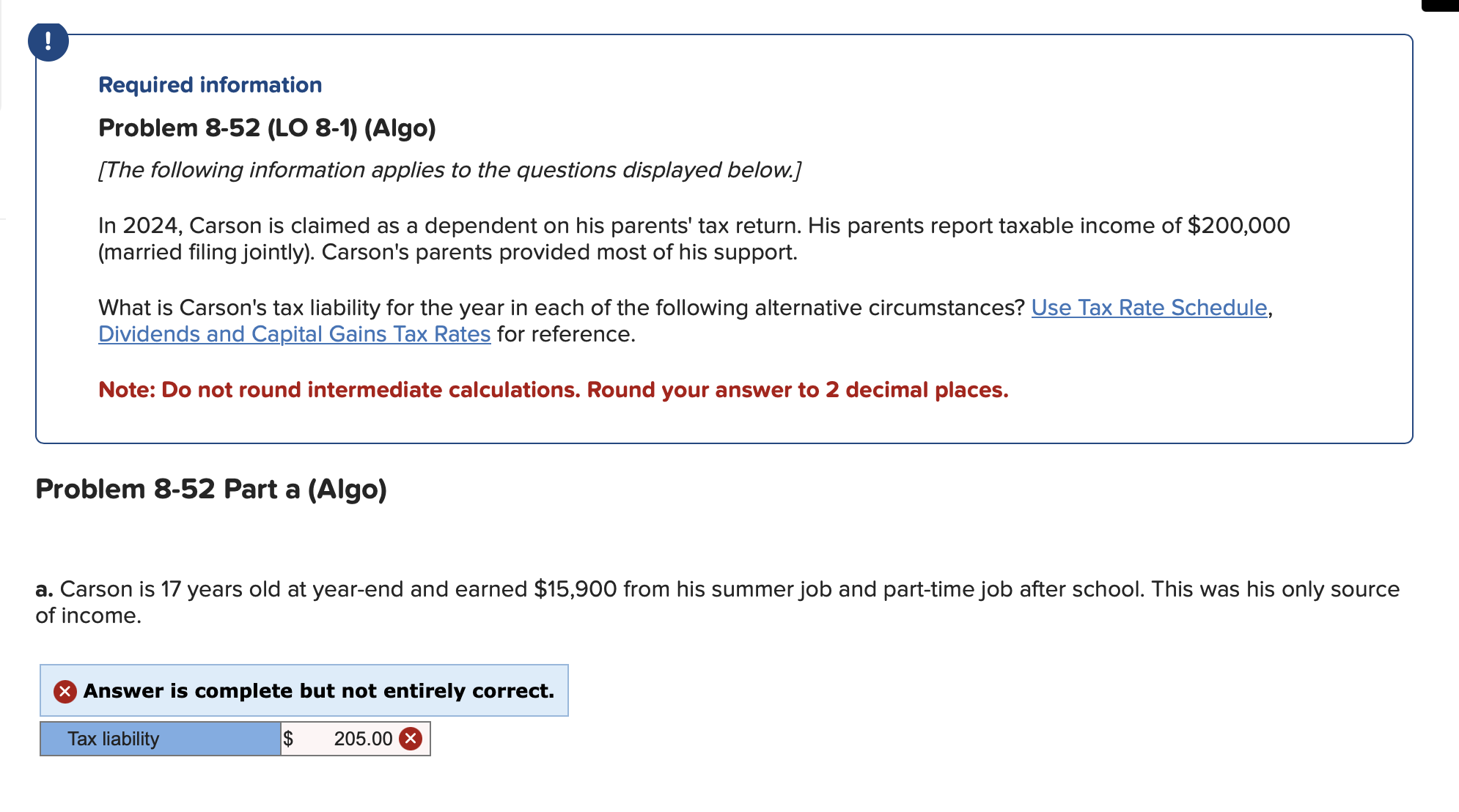 Solved ! ﻿Required information Problem 8-52 (LO | Chegg.com