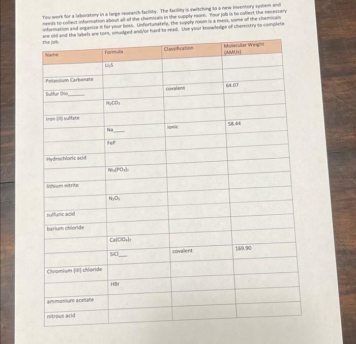 Solved You work for a laboratory in a large research | Chegg.com