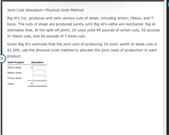 Solved Joint Cost Allocation Physical Units Method Big Chegg Solved Joint Cost Allocation Physical Units Method Big Chegg