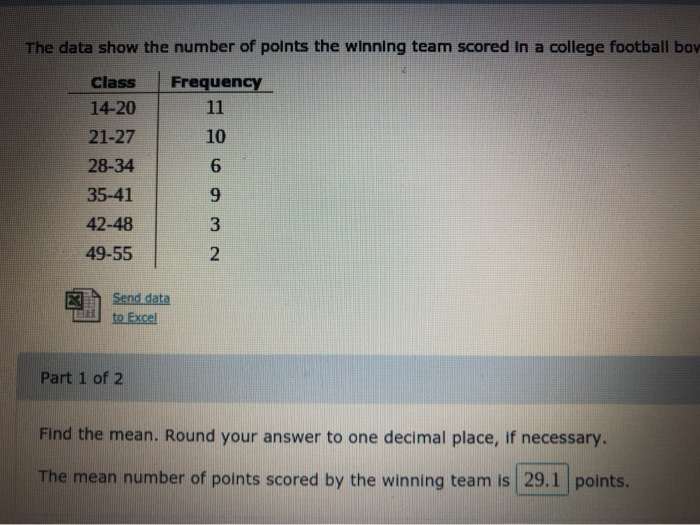 Solved The data show the number of points the winning team | Chegg.com
