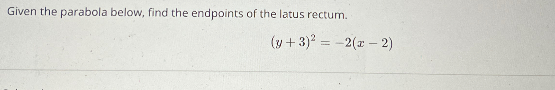 Solved Given the parabola below, find the endpoints of the | Chegg.com