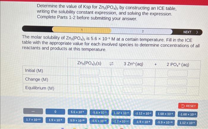 Solved Determine the value of Ksp for Zn3(PO4)2 by | Chegg.com