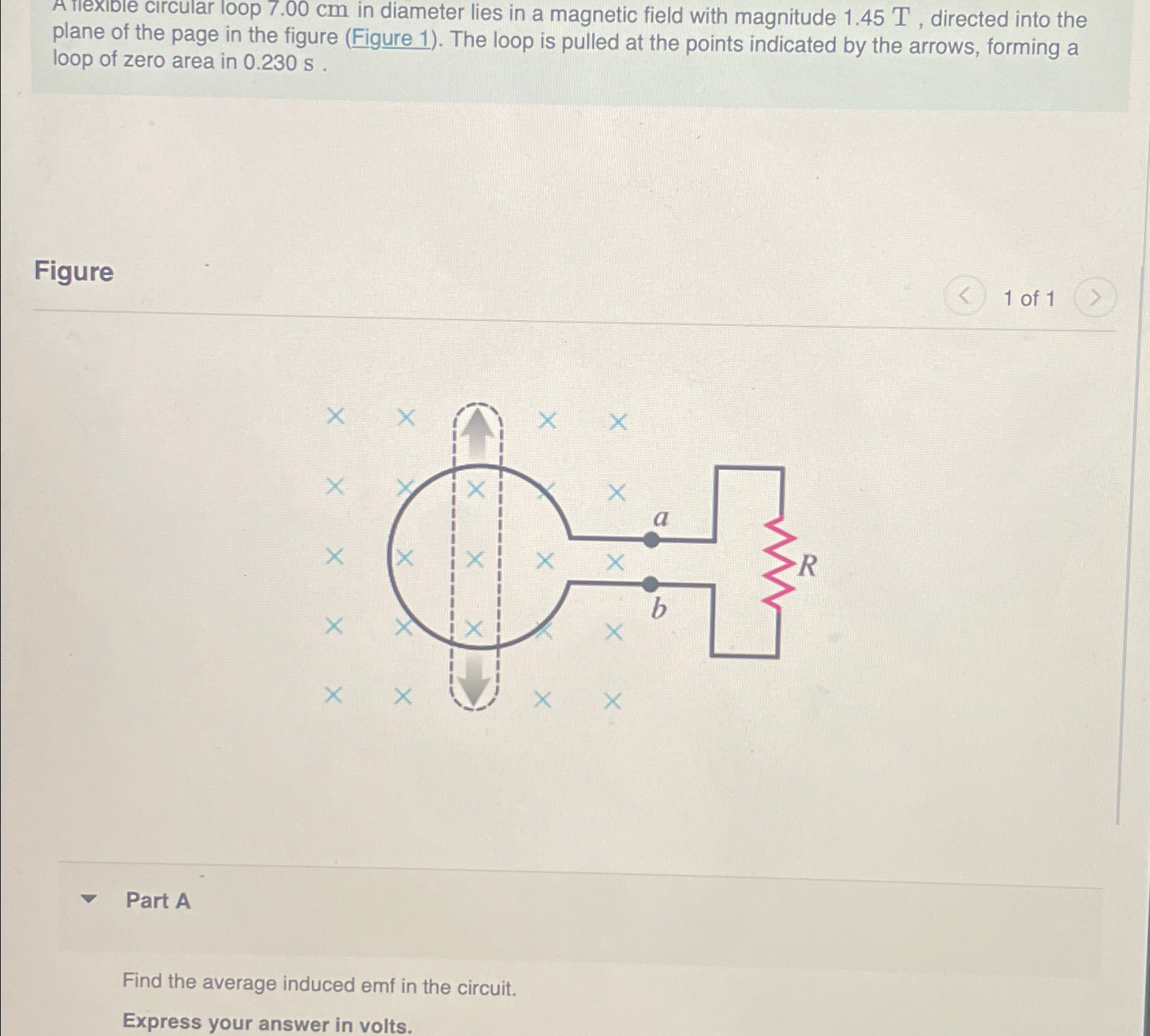 Solved A flexible circular loop 7.00cm ﻿in diameter lies in | Chegg.com