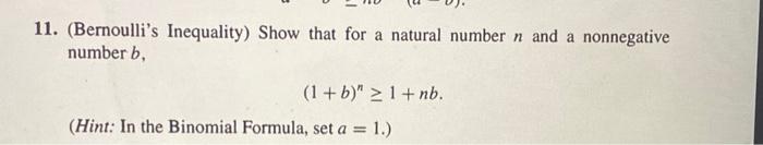 Solved 11 Bernoullis Inequality Show That For A Natural