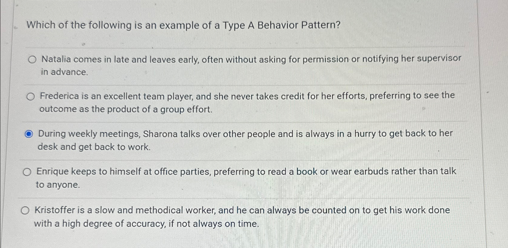 Solved Which of the following is an example of a Type A | Chegg.com