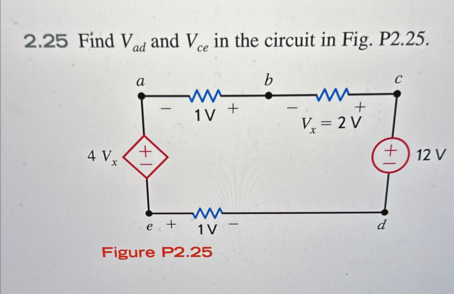Solved 2.25 ﻿Find Vad ﻿and Vce ﻿in the circuit in Fig. | Chegg.com