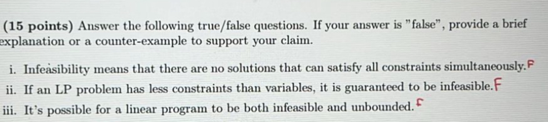 Solved (15 points) Answer the following true/false | Chegg.com Solved (15 points) Answer the following true/false | Chegg.com