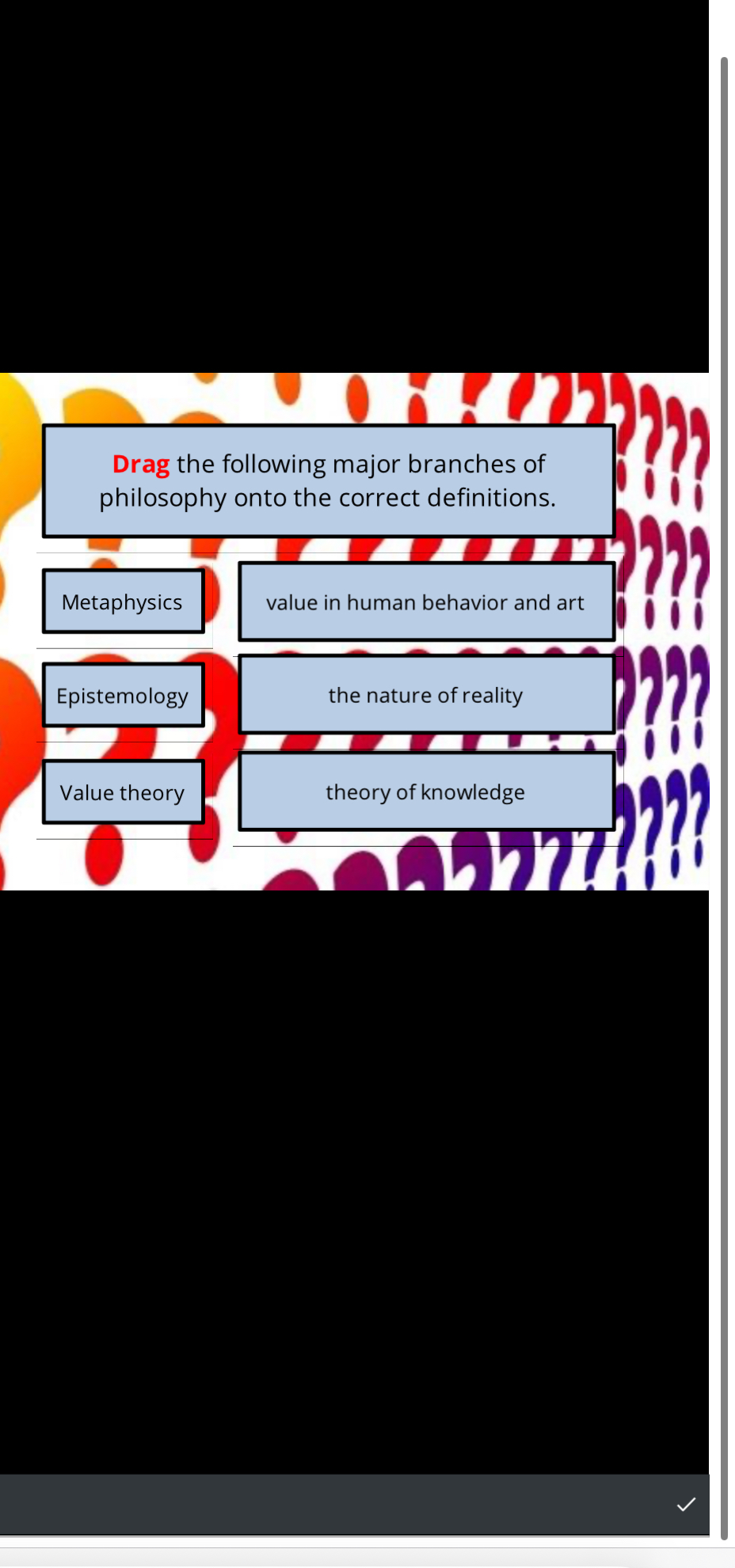 Solved Drag the following major branches of philosophy onto | Chegg.com