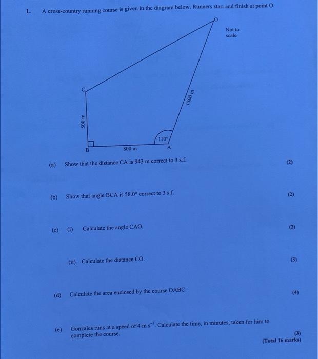Solved 1. A cross-country running course is given in the | Chegg.com