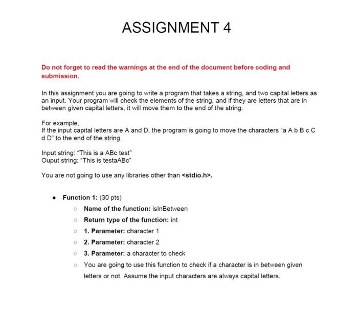 Solved ASSIGNMENT 4 Do not forget to read the warnings at | Chegg.com