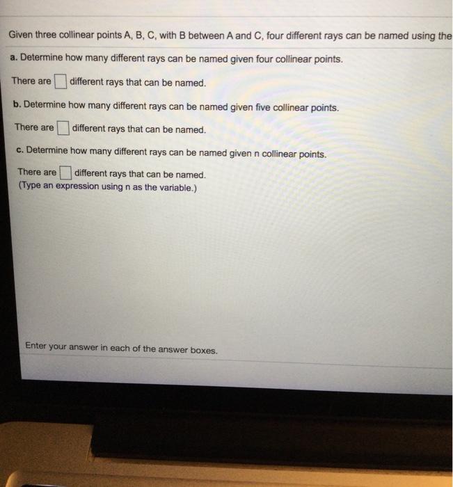 Solved Given three collinear points A, B, C, with B between | Chegg.com