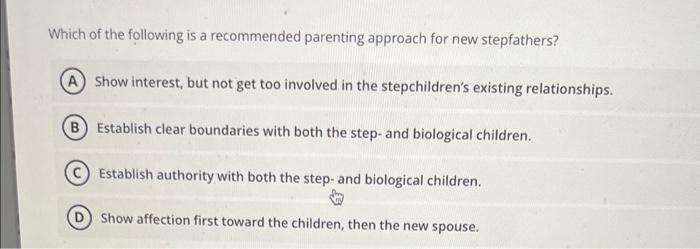Which of the following is a recommended parenting | Chegg.com
