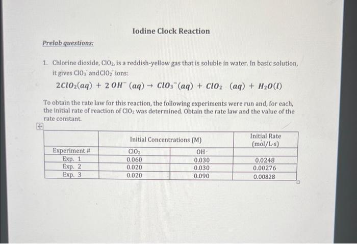 Solved 1. Chlorine dioxide, ClO2, is a reddish-yellow gas | Chegg.com