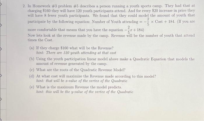 Solved 2. In Homework \#3 problem \#5 describes a person | Chegg.com