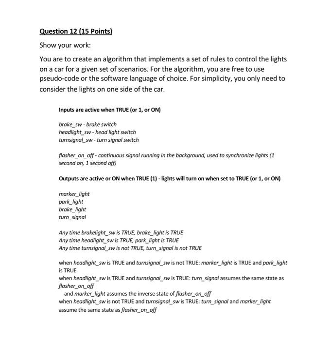 Solved lestion 12 (15 Points) ow your work: u are to create | Chegg.com