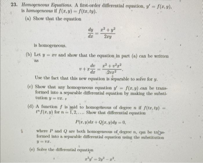 Solved 3. Homogeneous Equations. A first-order differential | Chegg.com