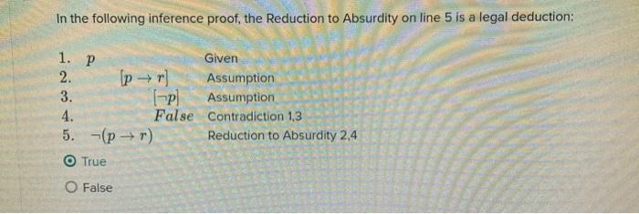 Solved In the following inference proof, the Reduction to | Chegg.com