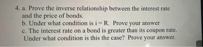Solved 4. a. Prove the inverse relationship between the | Chegg.com