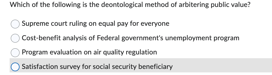 Solved Which of the following is the deontological method of | Chegg.com