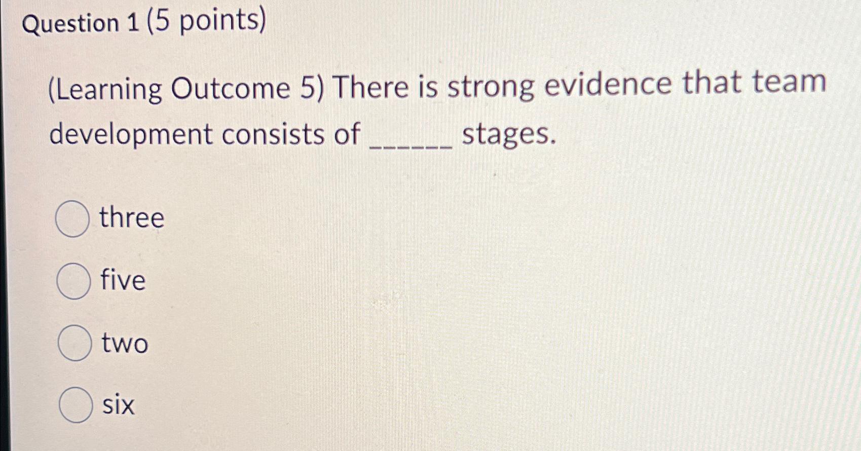 Solved Question 1 (5 points)(Learning Outcome 5) There is | Chegg.com Solved Question 1 (5 points)(Learning Outcome 5) There is | Chegg.com
