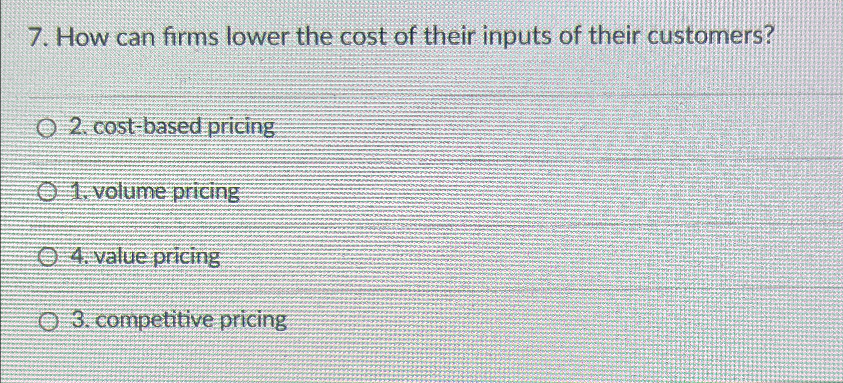 Solved How can firms lower the cost of their inputs of their | Chegg.com
